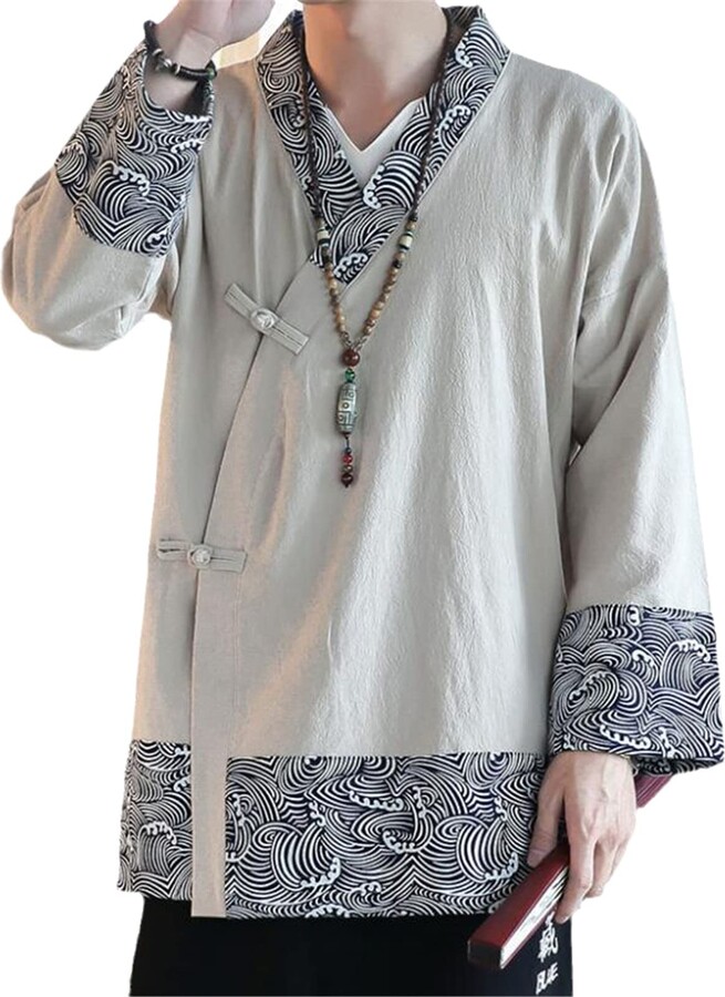 JUZHIJIA Traditional Chinese Clothing for Men Male Clothes Cardigan Men ...