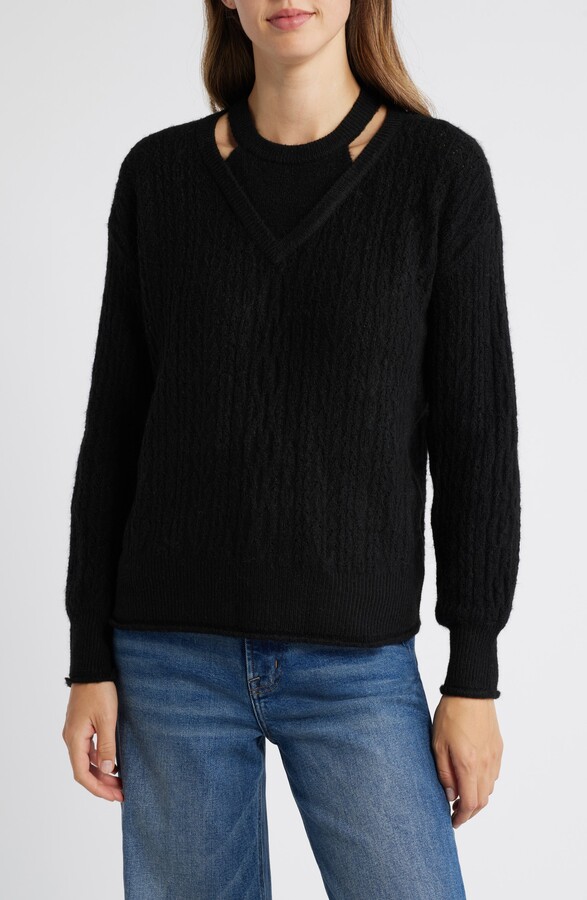 Wit & Wisdom V-Neck Sweater with Bib - ShopStyle