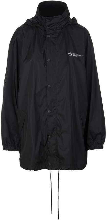 Balenciaga Woman Black Wide Line Corporate Windbreaker - ShopStyle Jackets