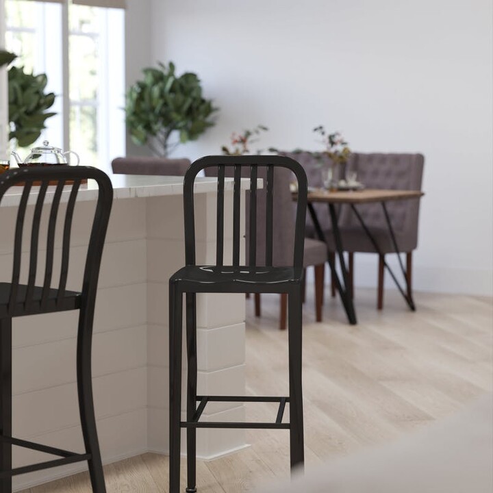 Merrick Lane Santorini 30 Inch Black Galvanized Steel Indoor/Outdoor ...