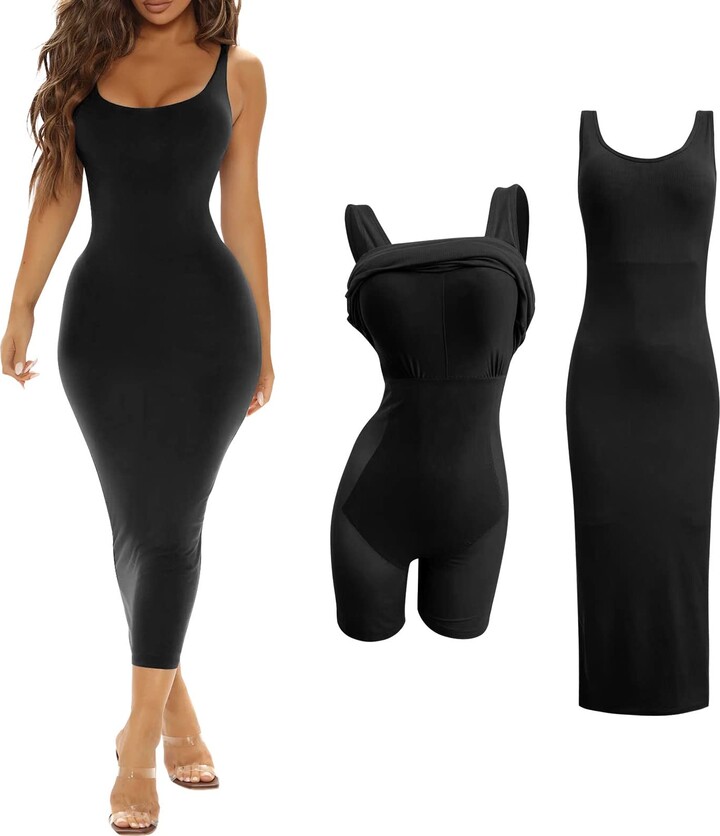 unilarinna Shaper Dress Bodycon Maxi/Mini Built in Shapewear Bra 2 in 1 ...