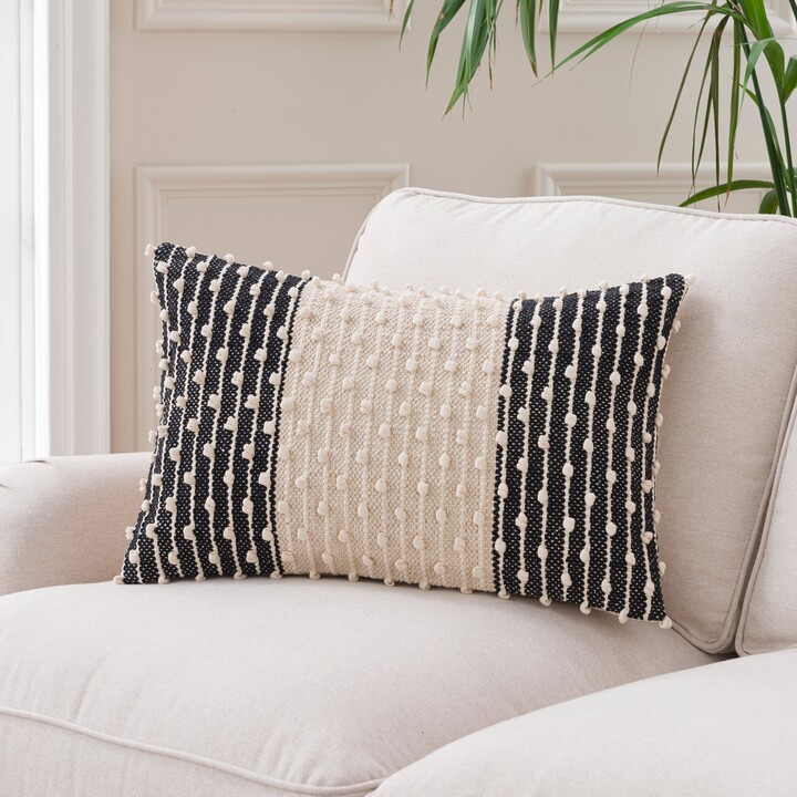 Dunelm Jersey Bobble Banded Rectangle Cushion Black - ShopStyle Pillows