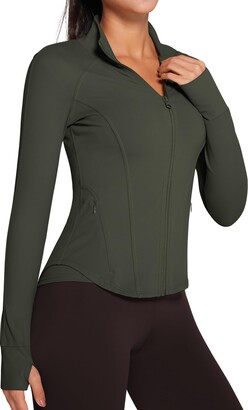 GYM RAINBOW Womens Workout Jacket Full Zip Corset Yoga Jacket Slim Fit ...