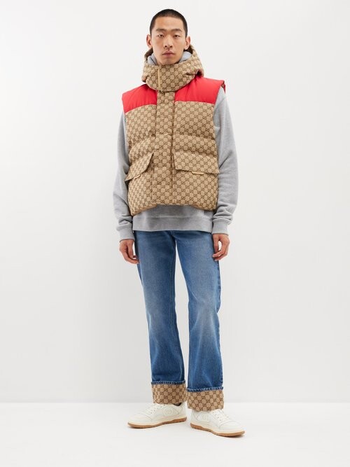 Gucci GG-canvas And Nylon Down Hooded Gilet - ShopStyle Vests
