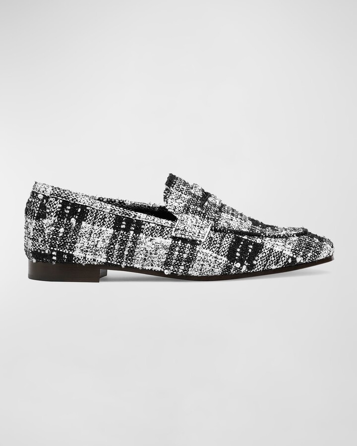 Bougeotte Flaneur Tweed Penny Loafers - ShopStyle
