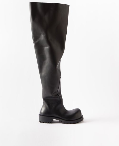 Balenciaga Hummer Leather Knee-high Boots - ShopStyle