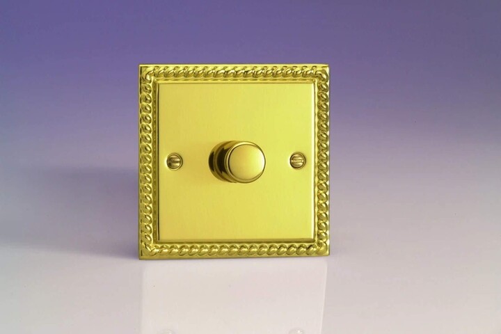 Varilight Classic Georgian Brass 1-Gang 2-Way Push-On Push-Off Dimmer 1 ...