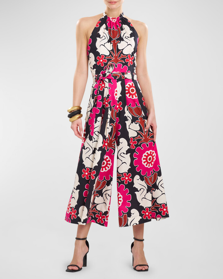 Natori Talitha Floral-Print Poplin Halter Jumpsuit - ShopStyle