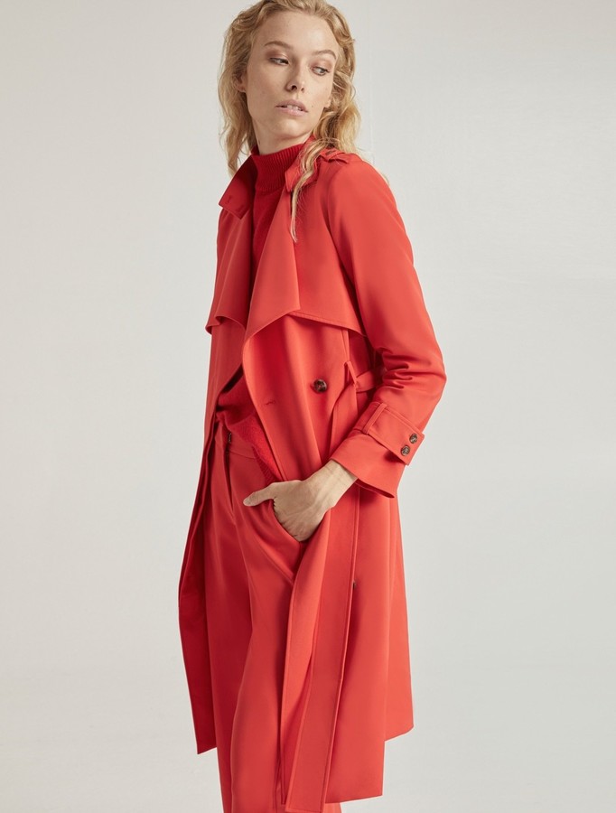 Halston Suiting Trench Coat - ShopStyle