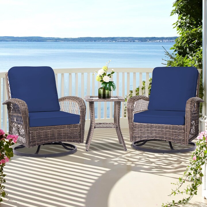 JEAREY Patio Wicker Chairs Swivel Rocker - Outdoor Swivel Rocking ...