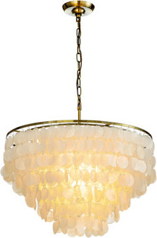 Mercer41 Maiteder 6-Light Unique/Statement Coastal Natural Capiz Shell ...