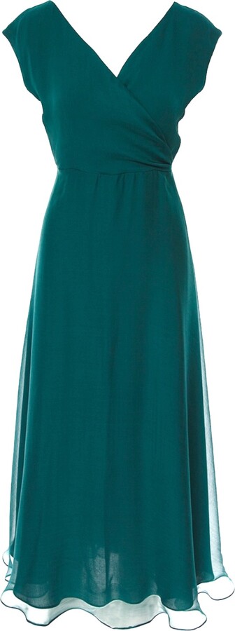 ROSERRY - Rome Silk Wrap Ankle Dress In Emerald Green - ShopStyle