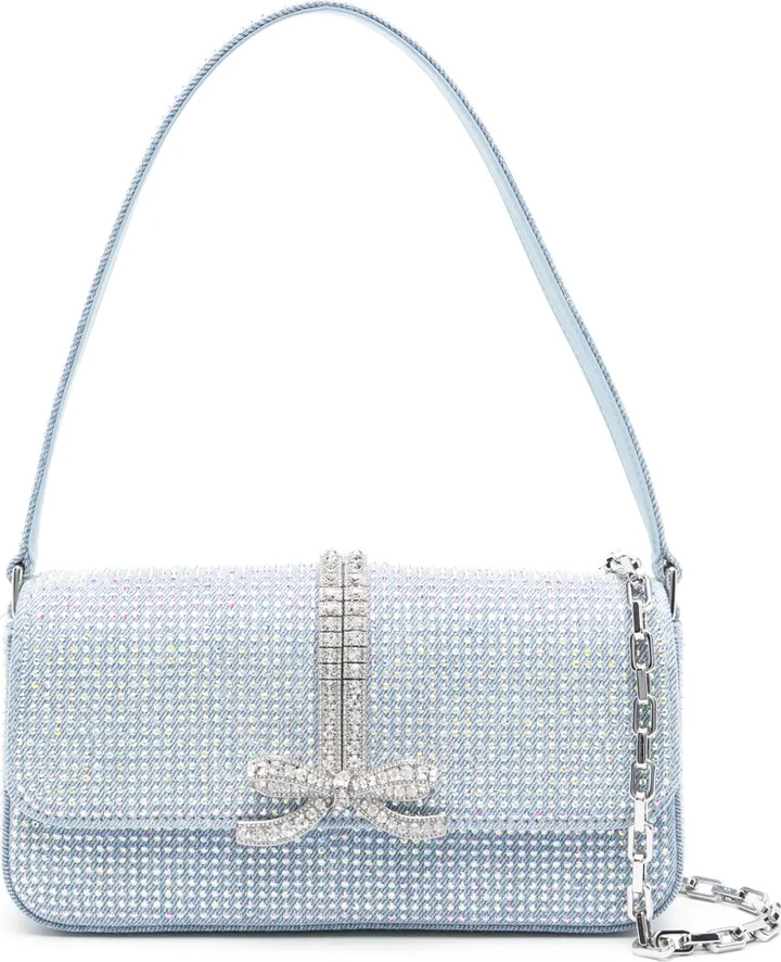 Self-Portrait Rhinestone-Embellished Denim Shoulder Bag - ShopStyle