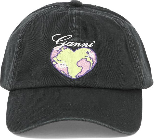 Ganni Cap with graphic embroidery - ShopStyle Hats
