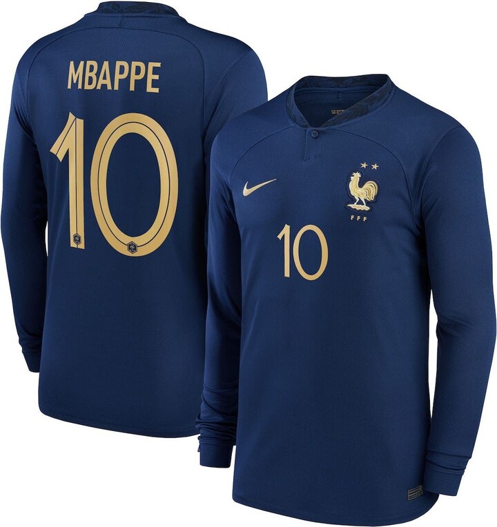 Nike Men's Kylian Mbappe Navy France National Team 2022/23 Home Breathe Stadium Replica Player ...