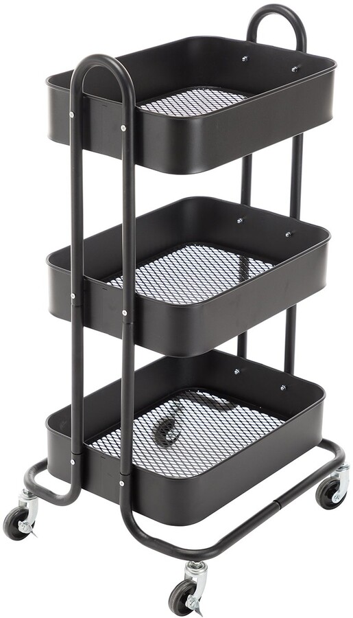 Tatahance 3-Layer Metal Utility Trolley With Wheel Storage Rack Storage ...