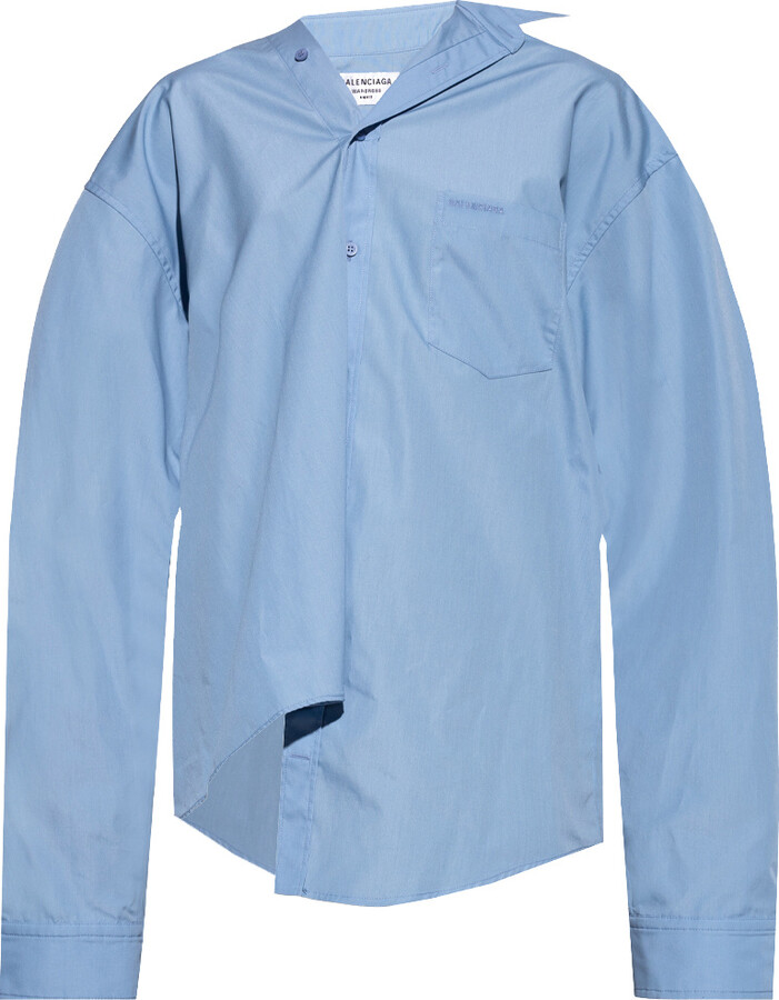 Balenciaga Oversize Shirt - Blue - ShopStyle Tops