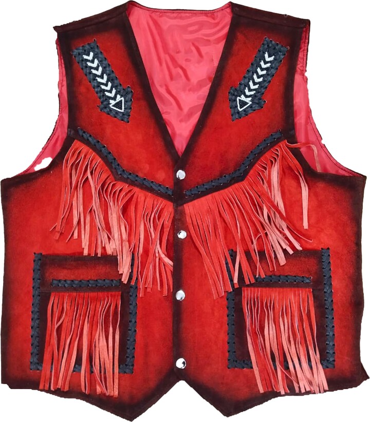 Rumble Products Men's Traditional Cowboy Western Vest | Red/Blue Native ...