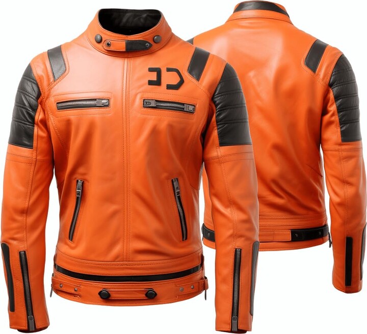 Generic Mens Cafe Racer Biker Jacket in Real Sheep skin Leather. (US ...