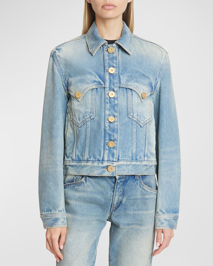 Balmain Faded Denim Jacket - ShopStyle