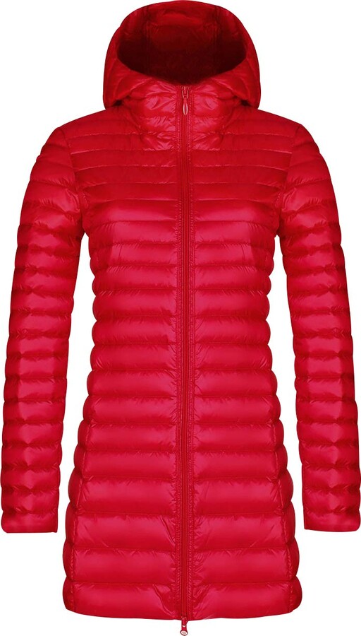 Peuignao Long Lightweight Down Jacket Womens Ultra Light Packable ...