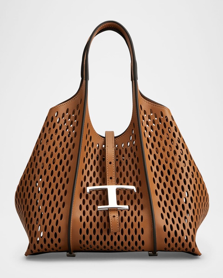 Tod's Mini Laser-Cut Leather Shopping Tote Bag - ShopStyle