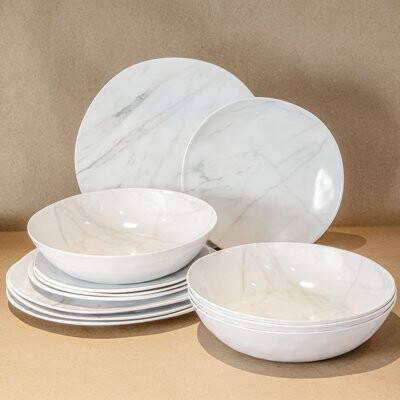 Joss & Main Brayden Studio Helia Melamine Dinnerware - Set of 12 ...
