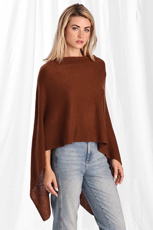 Minnie Rose Cashmere Ruana - Brown - ShopStyle