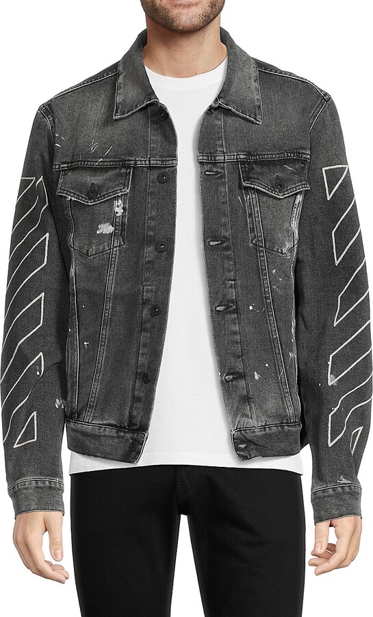 Off-White Painted Arrow Slim Fit Denim Jacket - ShopStyle