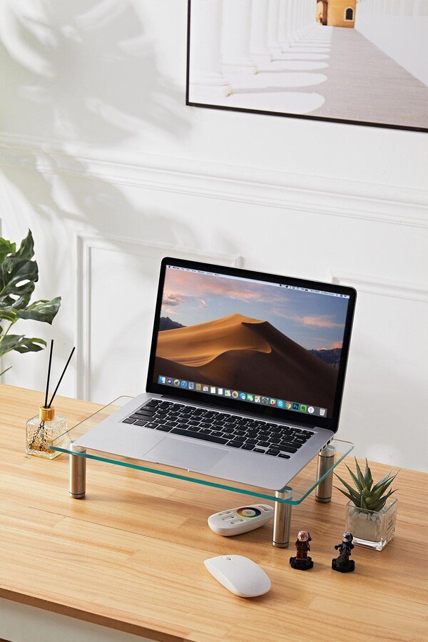 H&O Direct Adjustable Tempered Glass Computer Monitor Stand - ShopStyle ...