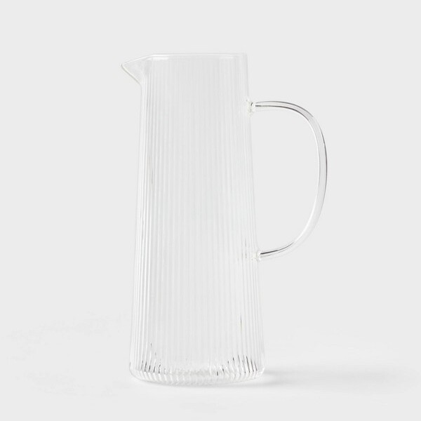 Threshold Ribbed Glass Pitcher Clear 40.5oz Dishwasher-Safe Beverage ...