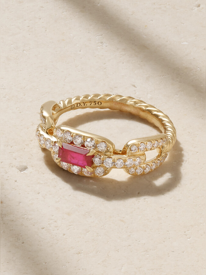 David Yurman Stax 18-karat Gold, Diamond And Ruby Ring - 7 - ShopStyle