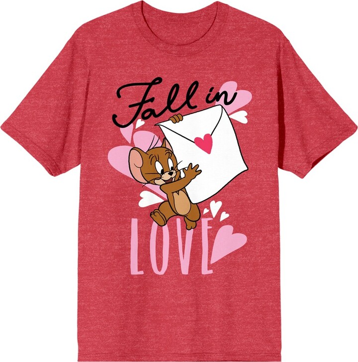 Tom and Jerry Tom & Jerry Fall in Love Women’s Red Heather Short Sleeve ...
