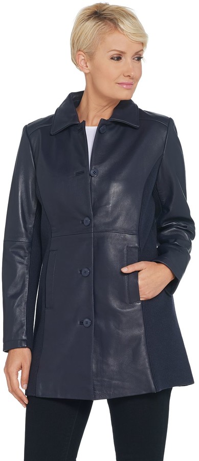 Linea by Louis Dell'Olio Long Lamb Leather Jacket - ShopStyle