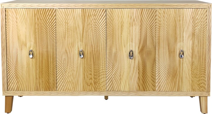 EACHAN 60" 4 Doors Vintage Sideboard w/Adjustable Shelves & Carved ...