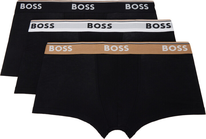 HUGO BOSS Three-Pack Black Logo Boxer Briefs - ShopStyle