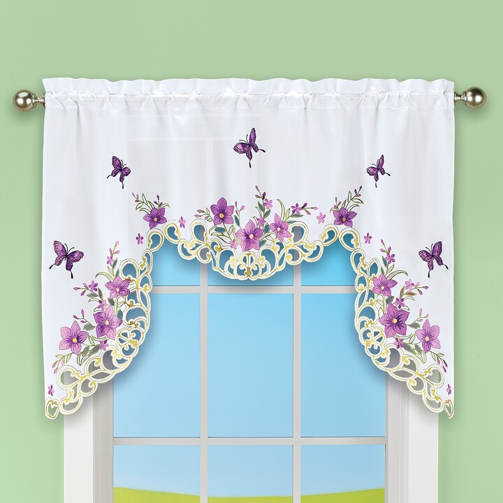 Butterfly Floral Embroidered Window Curtains - ShopStyle Panels