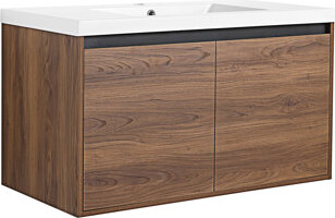 Ebern Designs Elmirasol Brown 36 Inch Bathroom Vanity With Resin ...