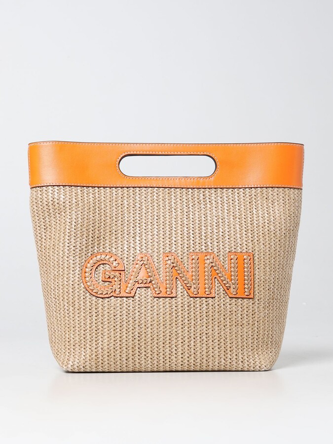 Ganni bag in raffia and recycled leather - ShopStyle