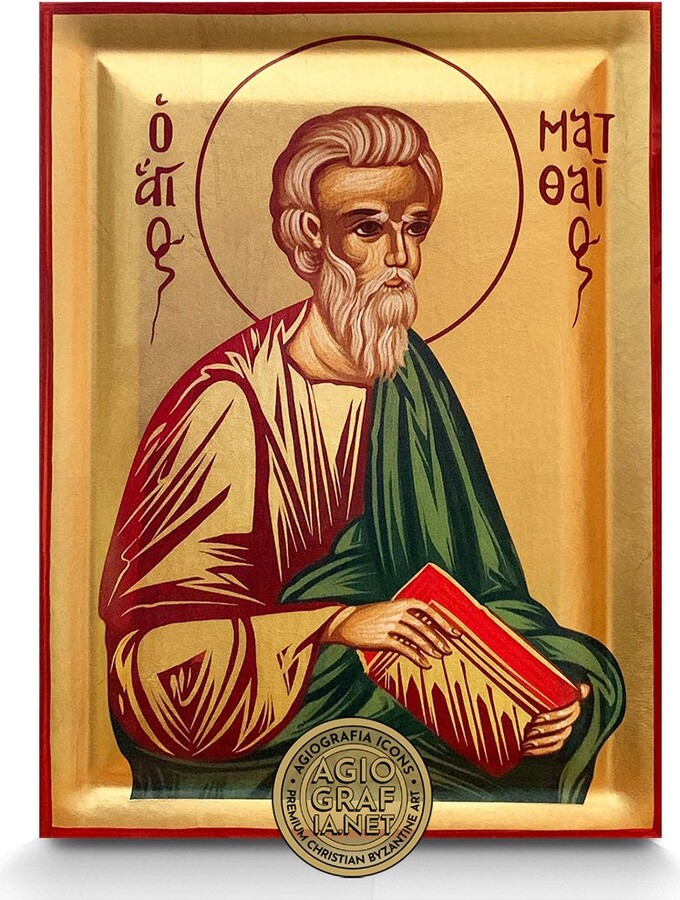 Etsy St Apostle Matthew Icon - Handmade Recessed Panel & Gold Leaves in ...