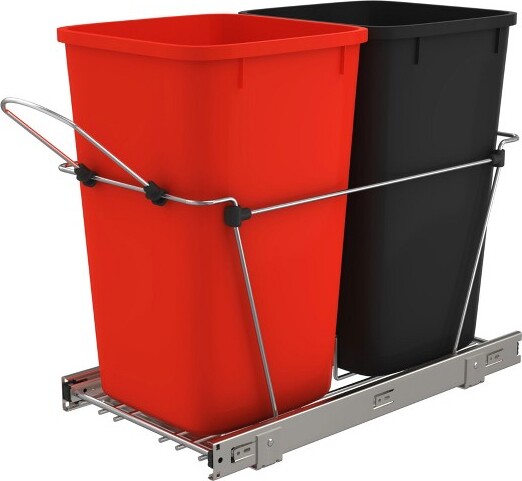 Rev-A-Shelf RV-15KD-1618C-S Double 27 Quart Sliding Pull Out Waste ...