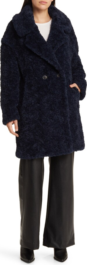 BCBGMAXAZRIA Longline Double Breasted Faux Fur Coat - ShopStyle