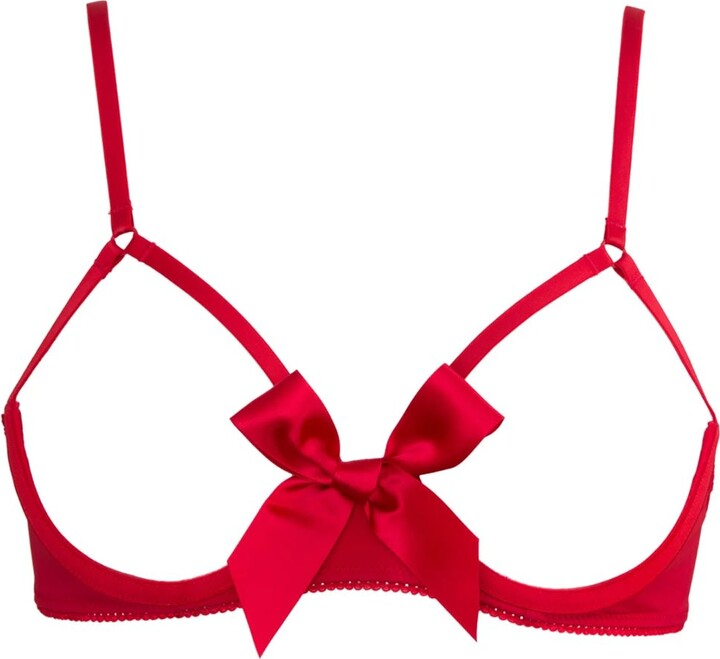 Maison Close Women's Cupless Bra With Bow - Red - Le Petit Secret ...