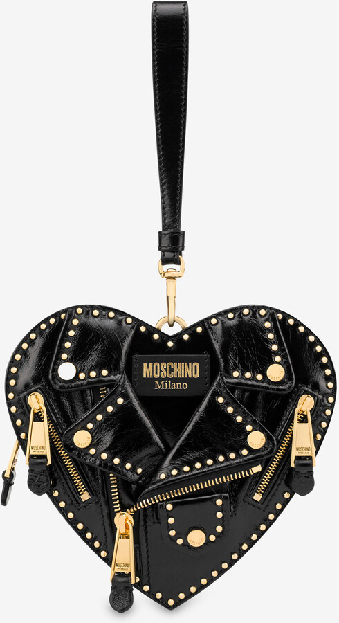 Moschino Studded Shiny Calfskin Heart Bag - ShopStyle