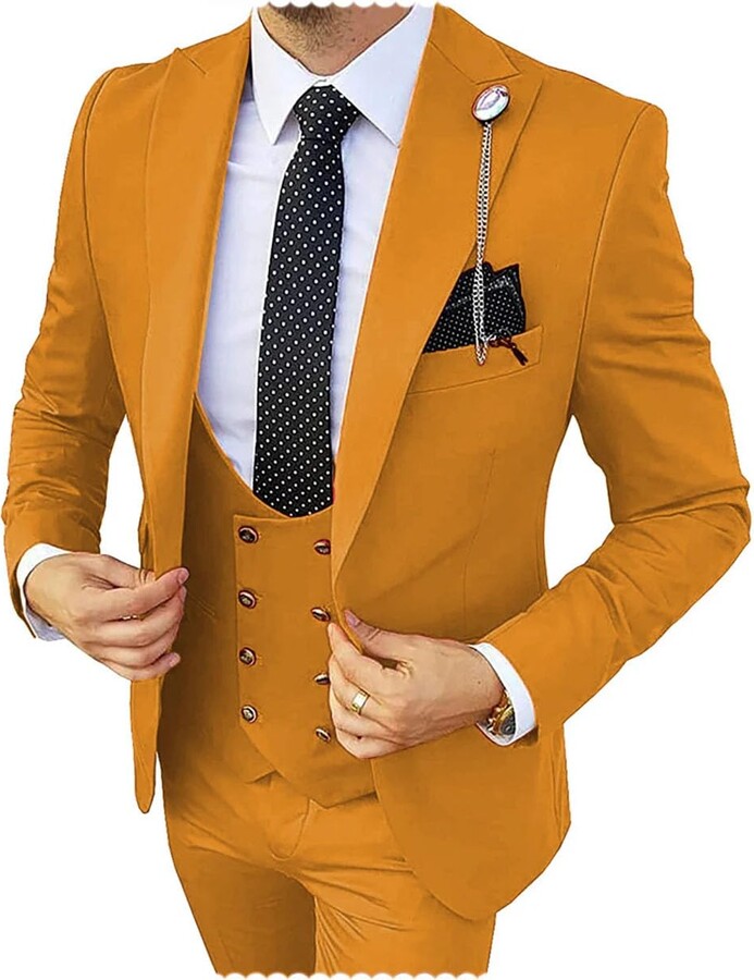 Generic Men 3 Piece Wedding Suit Groom Tuxedo Slim Fit Business Suits Wedding Suit XXL - ShopStyle