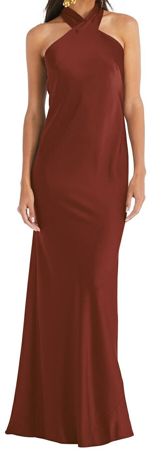 LOVELY Draped Twist Halter Tie-Back Trumpet Gown - Imogen - ShopStyle ...