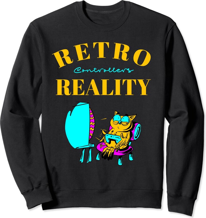 Retro Gaming Aficionados Retro Controllers Reality Vintage Game Gaming Pixelated Sweatshirt ...
