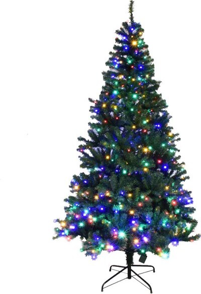 Tangkula 7ft LED Lights Pre-Lit Artificial Christmas Tree w/ Hinged ...