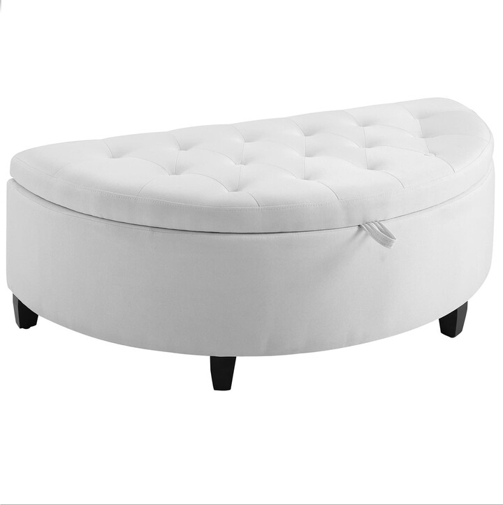EPOWP Half Moon Storage Ottoman, Upholstered Storage Bench with Lift ...