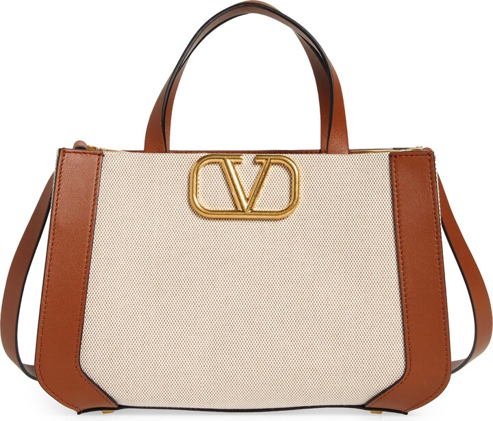Valentino Garavani Small VLOGO Signature Canvas & Leather Tote - ShopStyle